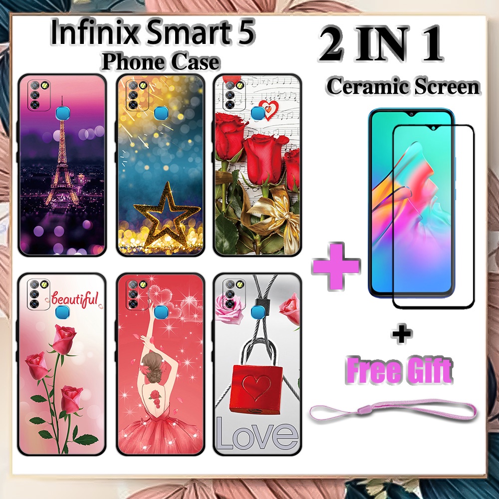 2 IN 1 Infinix Smart 5 Hot 10 Lite Phone Case with Tempered Glass ...