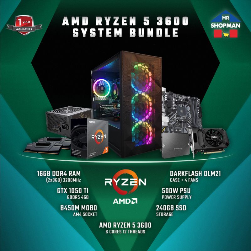 AMD Ryzen 5 3500 / 3600 / 4500 / 5500 w/ GTX 1660 Super / RX 6400 ...