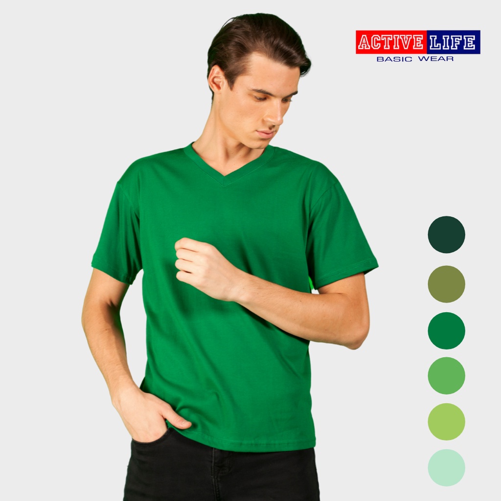 Active Life V-Neck Unisex Shirt (Green Collection) | Shopee Philippines
