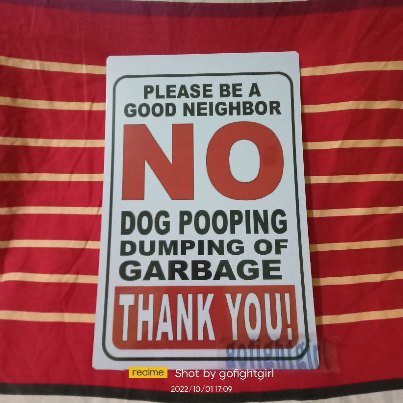 No Dog Pooping Dumping of Garbage Signage PVC Plastic (Like ID) 7.8x11 ...