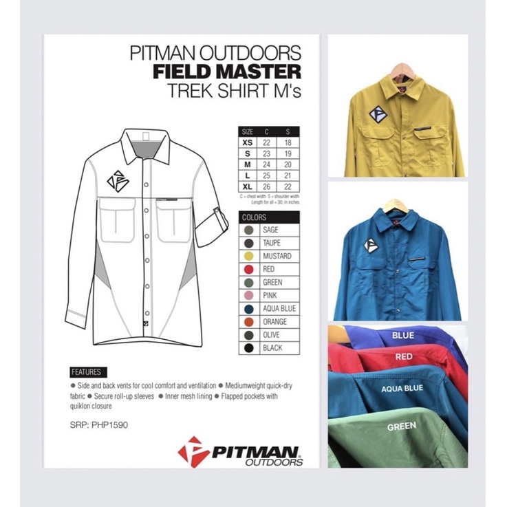 Pitman Outdoors Men's FIELDMASTER TREK SHIRT | Shopee Philippines
