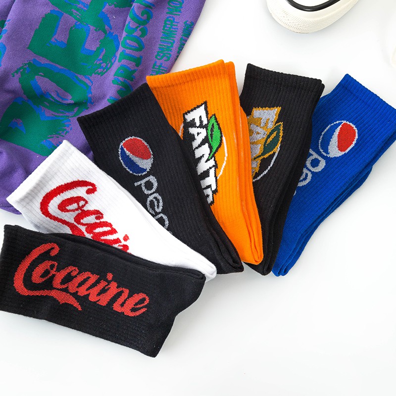 Drink Pepsi Fanta Statement Iconic Korean High Socks | socksbuffet ...