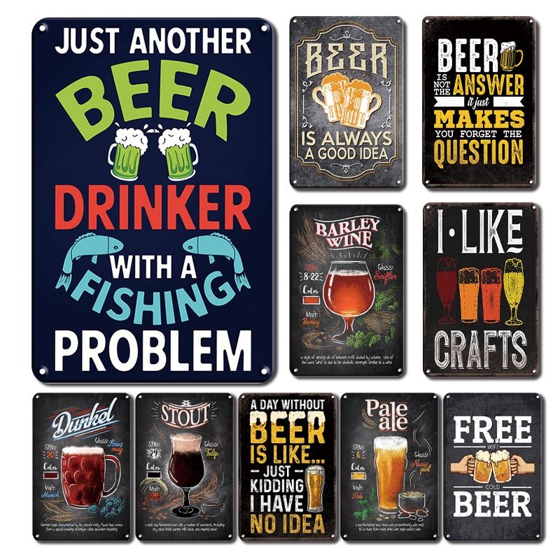 Dekorasyon na metal na mga karatula cocktail vintage beer poster mga ...