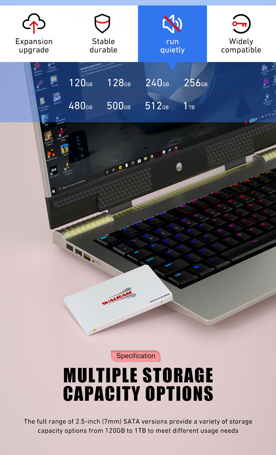 Walram New SSD 128Gb 256Gb 512Gb Hard Drive Disk 480Gb 500Gb 1Tb SataIII SSD PC Solid State ...