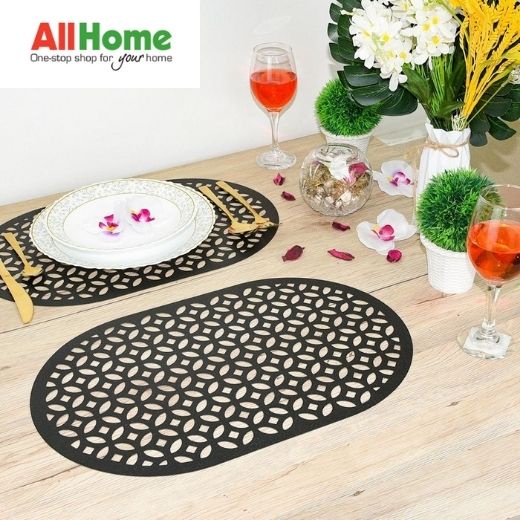 HAPPY TABLE Placemat PVC Oblong Diamond Black | Shopee Philippines
