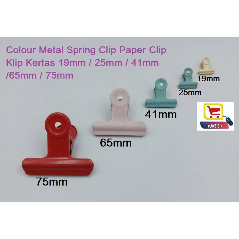 Colour Metal Spring Clip Paper Clip Klip Kertas 19mm / 25mm / 41mm ...