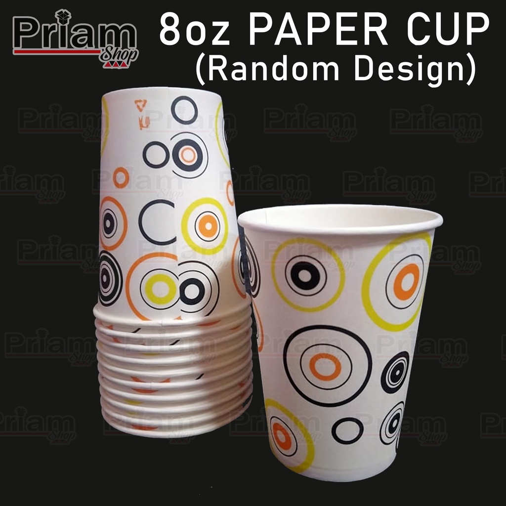 Paper Cup 8oz - 50pcs (Plain / Printed:Random Design) | Shopee Philippines