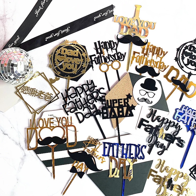 Ins Creative acrylic DAD Cake Topper Father's Day Happy birthday Cake ...