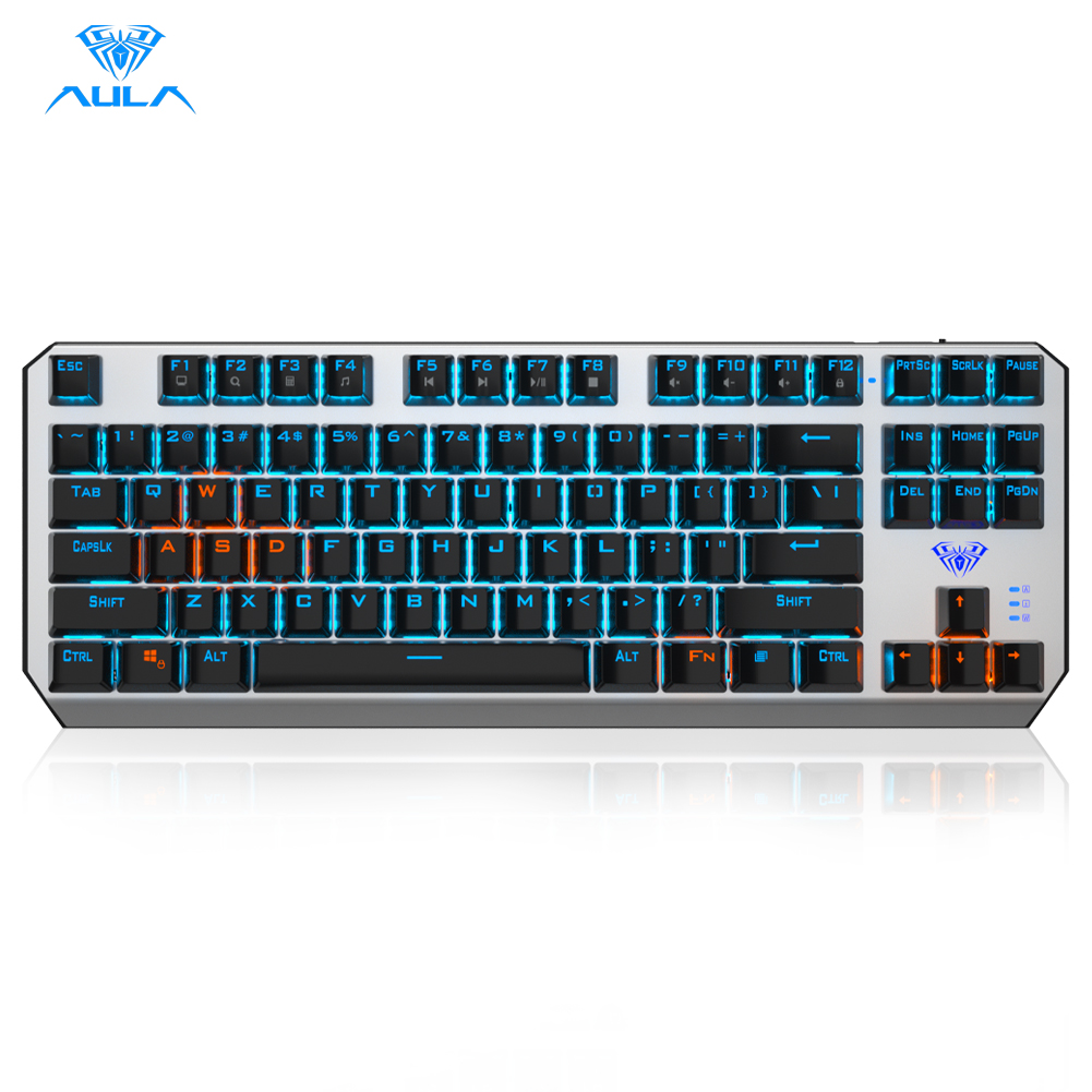 AULA F3087 Real Mechanical Gaming Keyboard TKL 87 Keys Full Key Anti ...