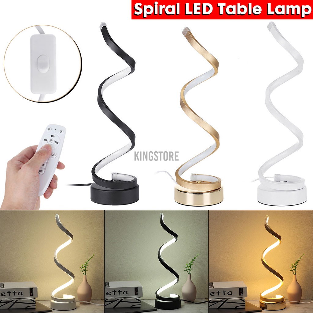 Spiral LED Table Lamp Remote Control 3 Color Temperatures Stepless ...