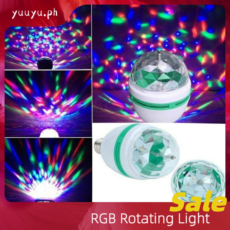 E27 socket RGB full color 360 degree rotating led lamp for mini party ...