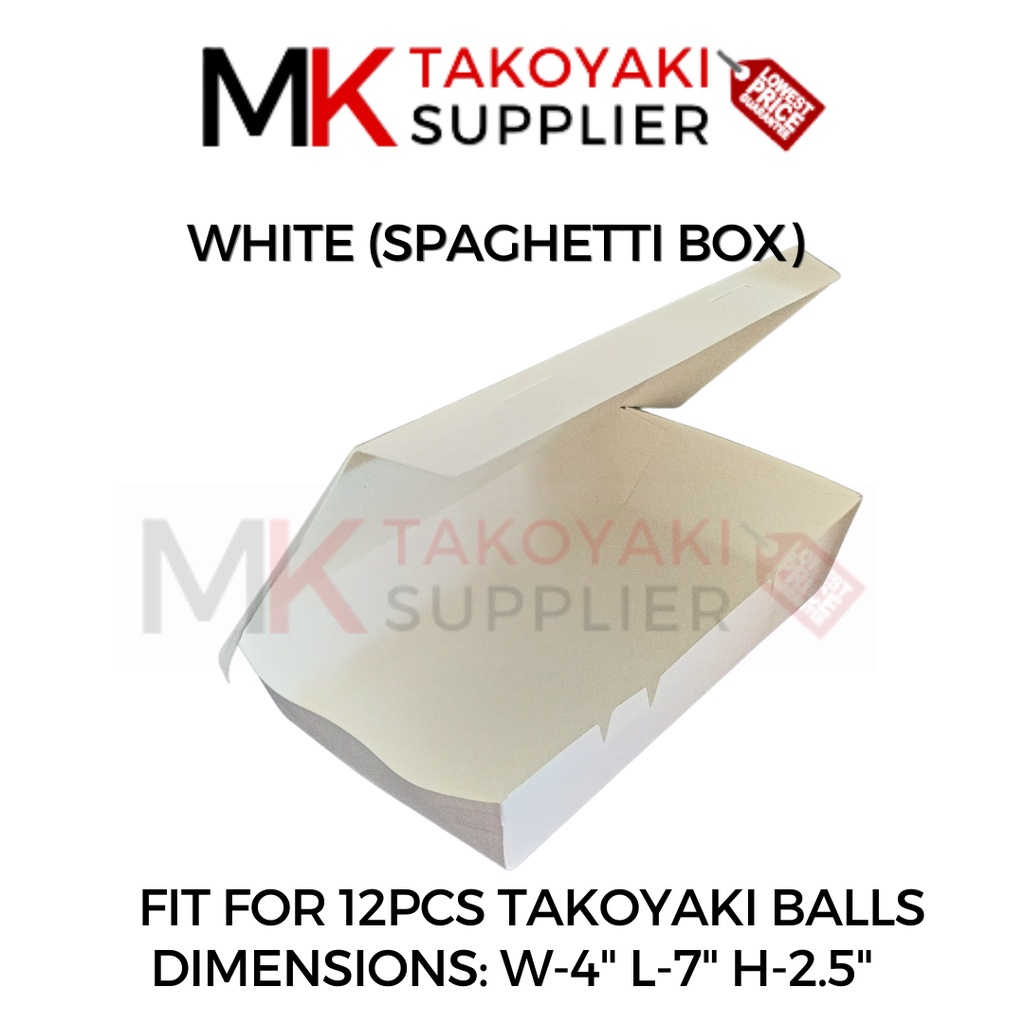 Flat Top White Take-out Boxes (50pcs) - Hotdog box/Spaghetti Box ...