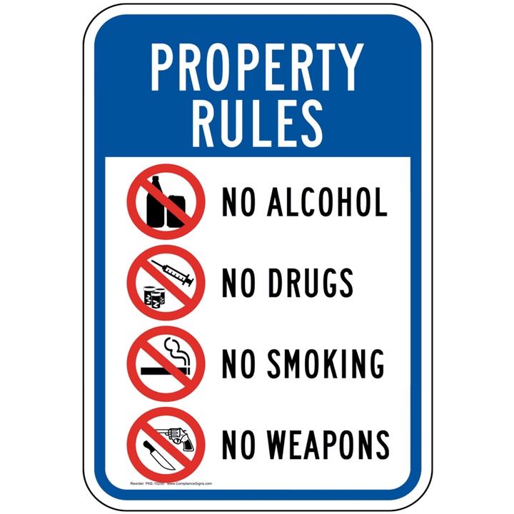Property Rules Signages (Laminated Signage and Waterproof Vinyl Sticker ...