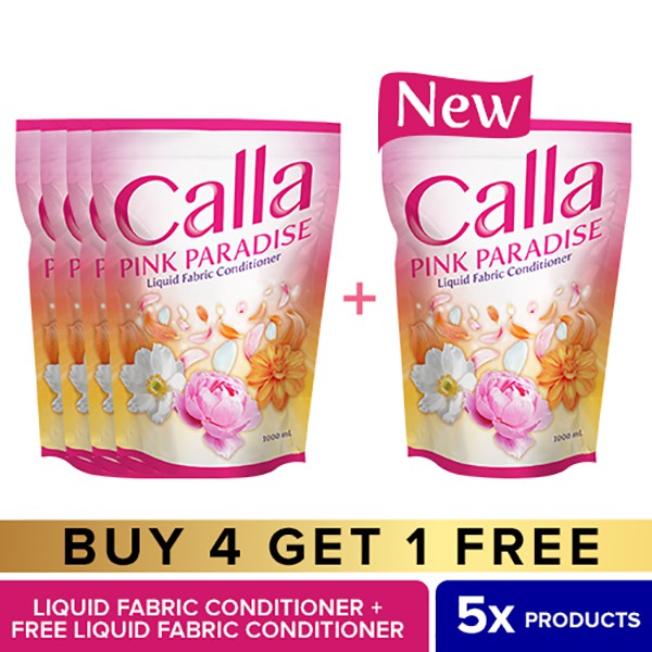 Calla Liquid Fabric Conditioner Pink Paradise 4x1L SUP with 1L SUP ...
