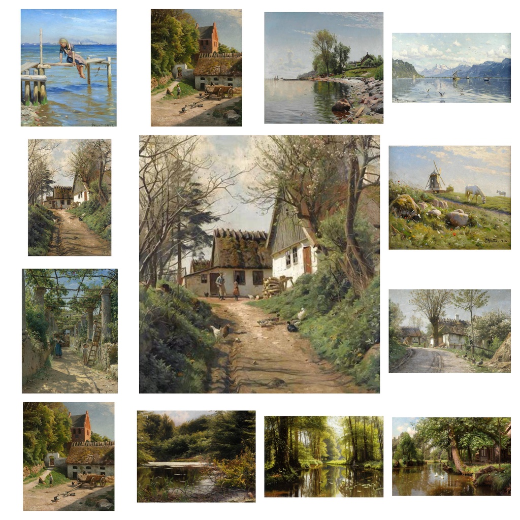 Peder Mork Monsted Forest Trees River landscape wall art canvas ...