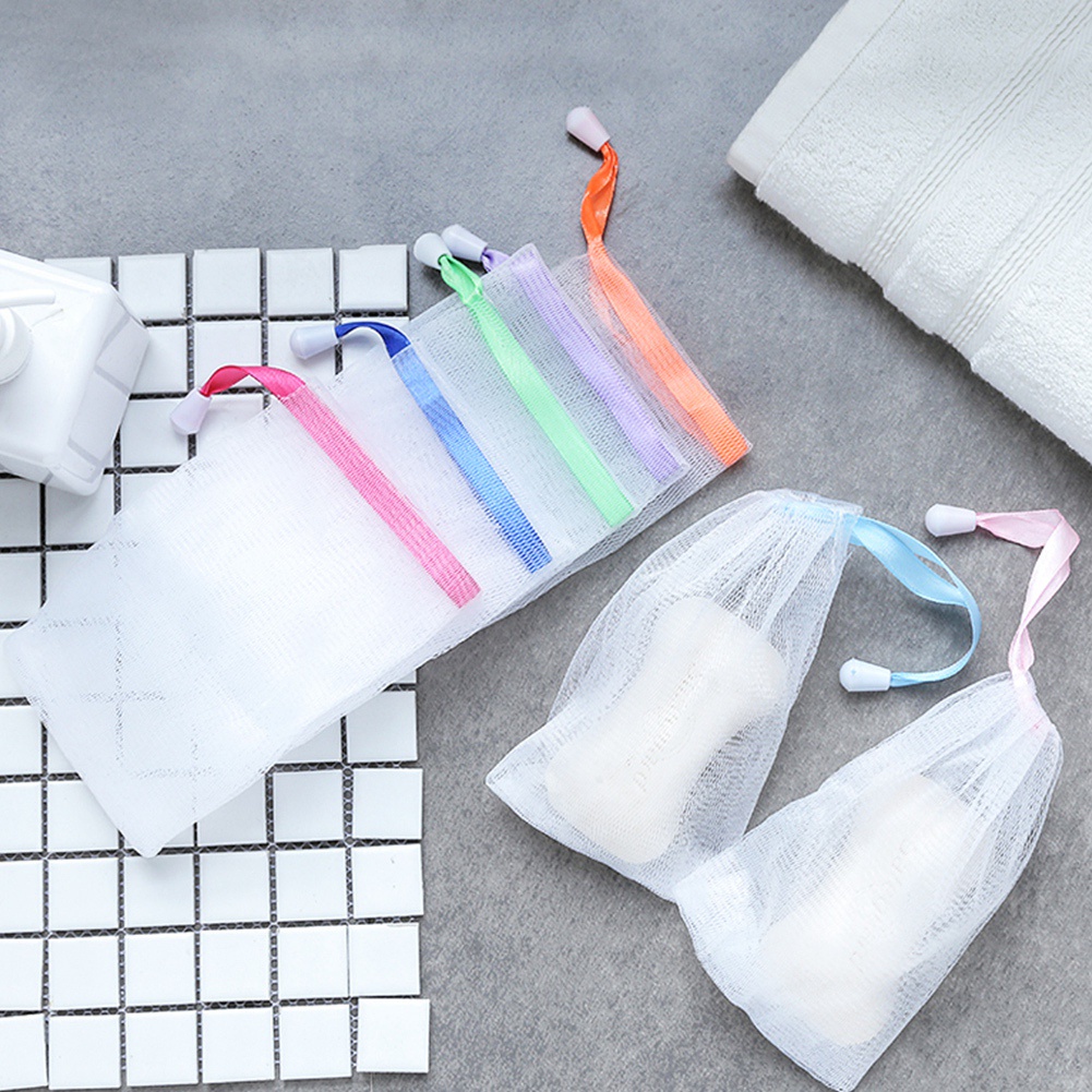 Exfoliating Mesh Drawstring Bubble Foaming Net Soap Bag Facial Body