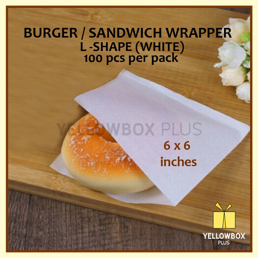 100pcs 6x6 L-Shaped Burger 8x4 hotdog wrapper Sandwich siopao donut ...