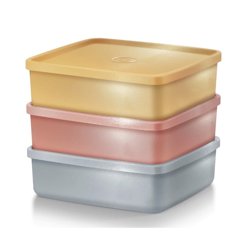 TUPPERWARE PREMIUM GLITTERIA LARGE SQUARE AWAY 620ml (Set of 3pcs ...