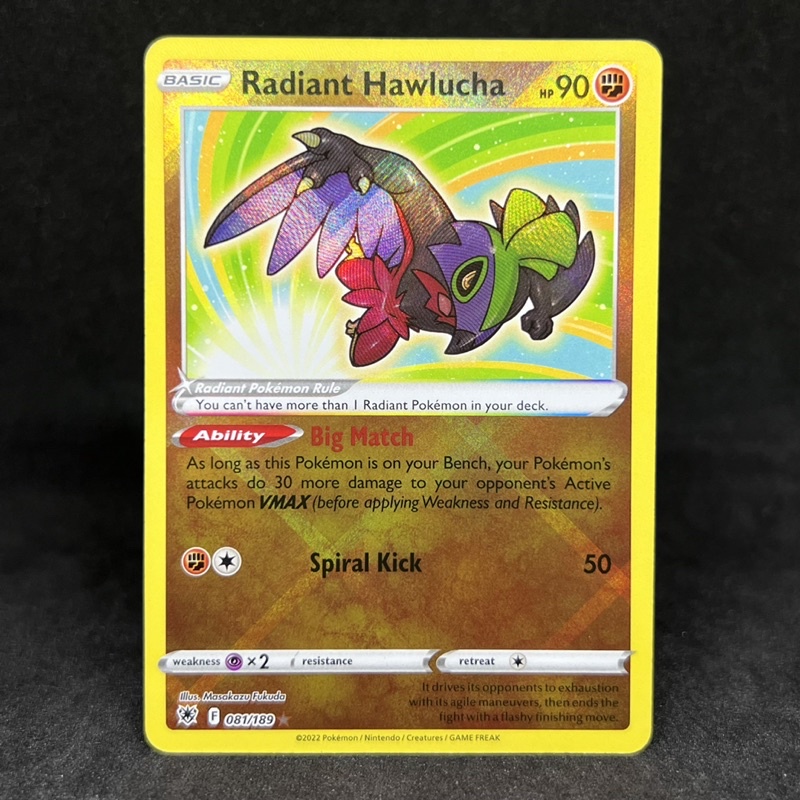 Pokemon TCG Radiant Hawlucha Radiant Rare 081/189 2022 Shiny Sword ...