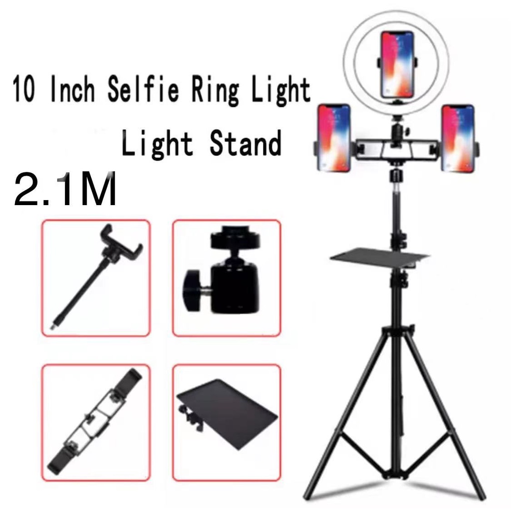 Lucky Led Dimmable Ring Light Phone and Mic Holder Trey Set for ...