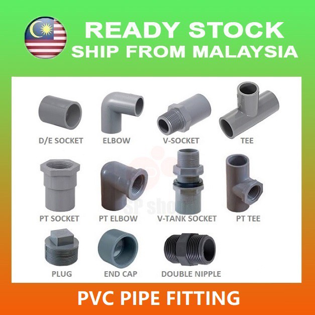 Pvc Pipe Plastic Pipe Water Fitting Connector (15/20/25MM) Grey ...