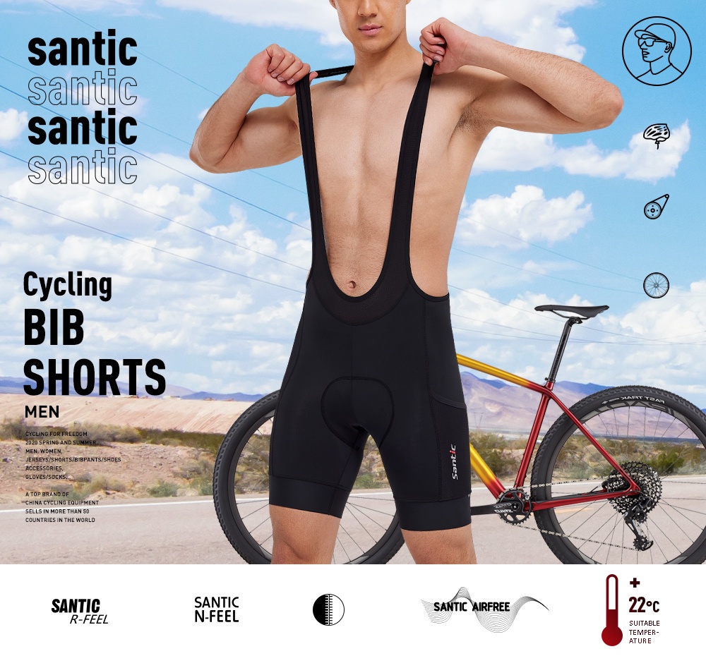 Santic Men Cycling Bib Shorts Bike 4D Padded Road MTB Bicycle Quick-Dry Breathable KM25C05202 ...