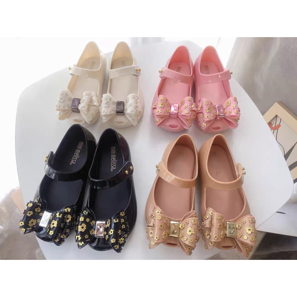 COD mini melissa kids jelly shoes Waterdrop Bow Girls shoes | Shopee ...