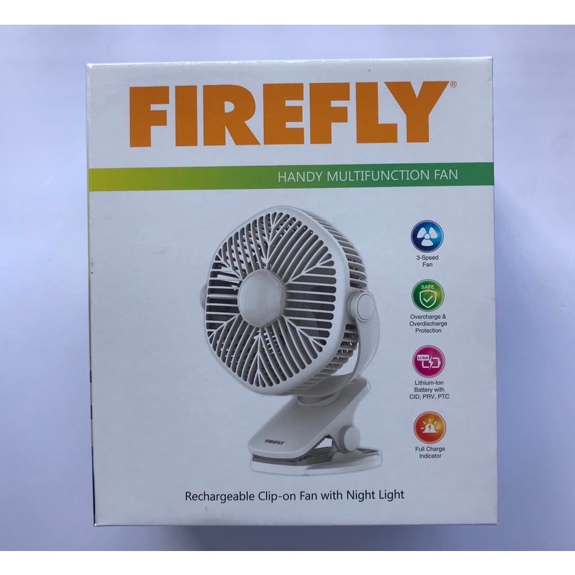Firefly Rechargeable Clip-On Fan with Night Light (FEL811) | Shopee ...