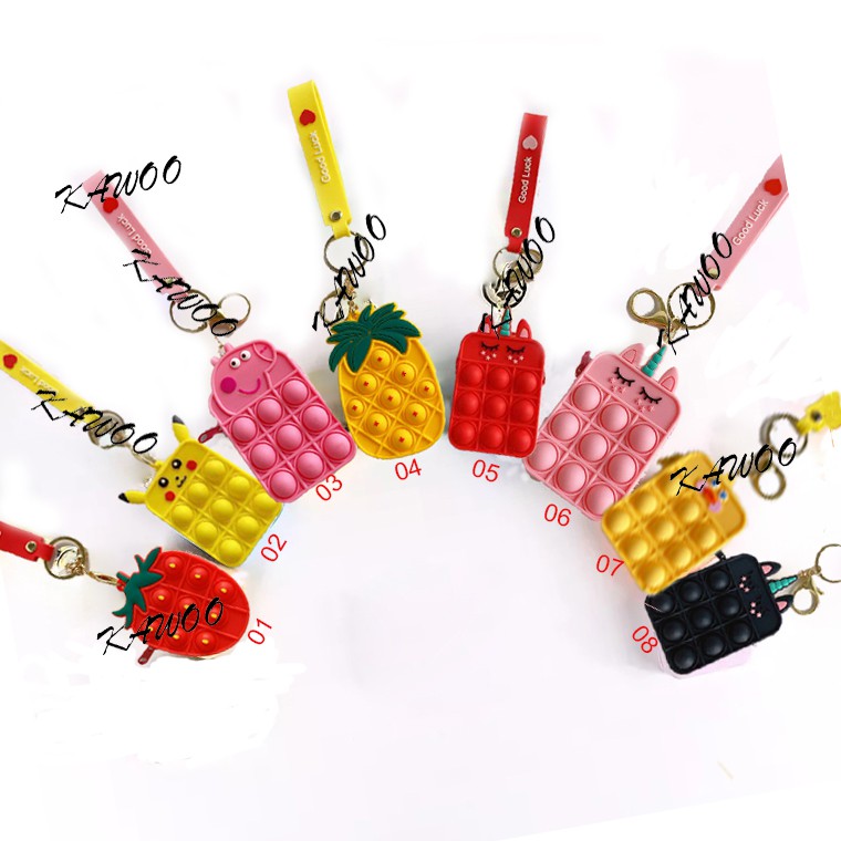 Cute Cartoon Pop Fidget Toy Coin Purse Wallet Push Bubble Squishy ...