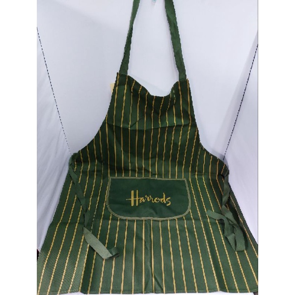 Harrods Knightsbridge Gold Stripe Green Kitchen Apron | Shopee Philippines