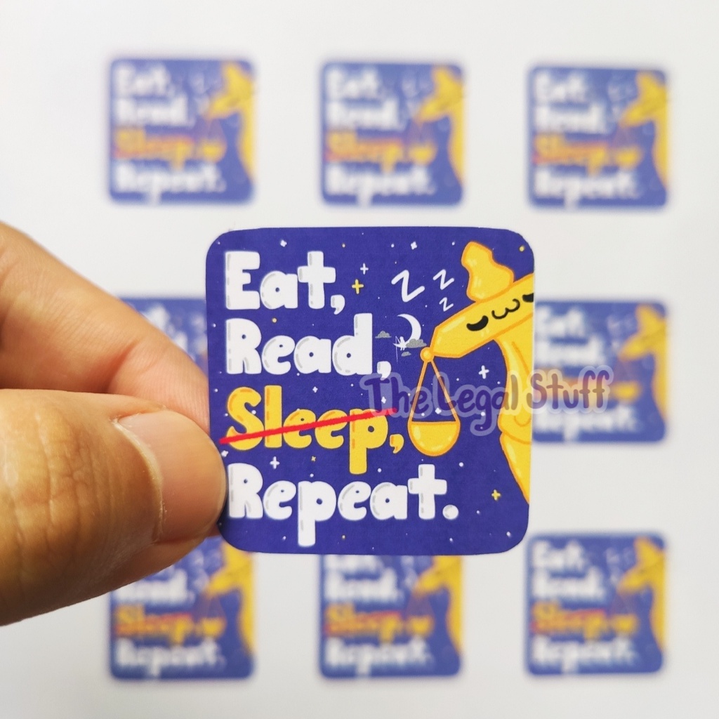 Eat, Read, Sleep, Repeat - 1pc Waterproof Glitter/Matte Law Sticker ...