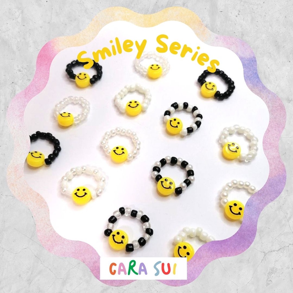 Smiley Series Beaded Rings | Aesthetic Y2K Fashion Wear | Cara Sui ...