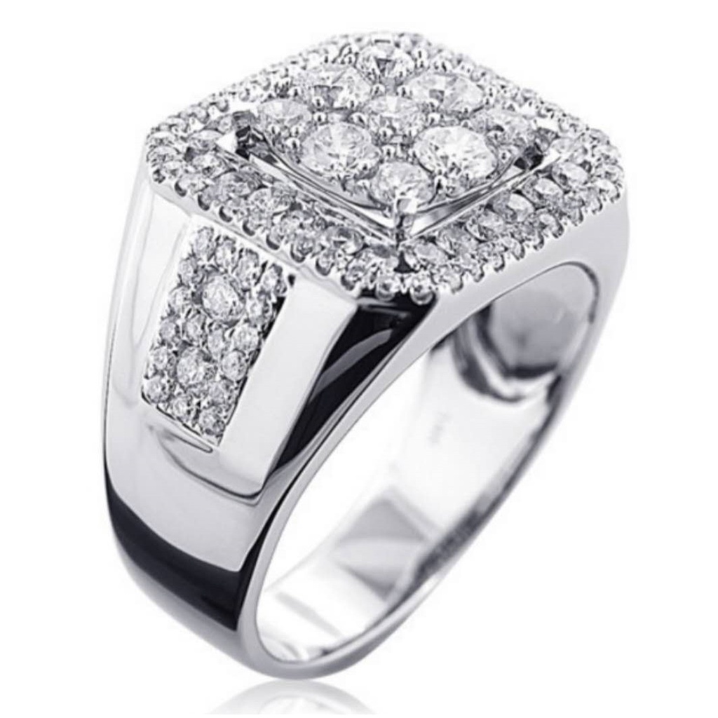 European American Jewelry Silver Square Full Diamond Ring Fashionable ...