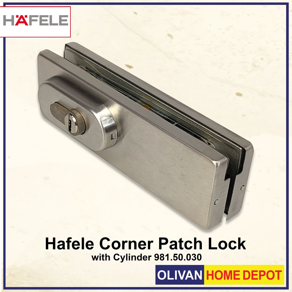 HAFELE Corner Door Patch Lock with Double Cylinder for Glass Door ...