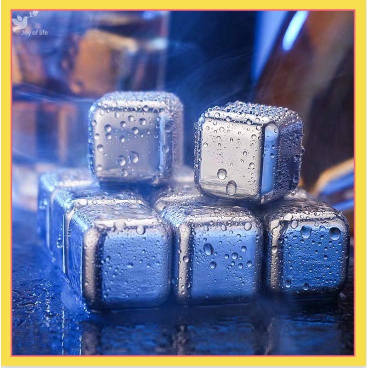(Fast Delivery) 8 Piece Reusable Stainless Steel Ice Cubes Metal Scotch ...