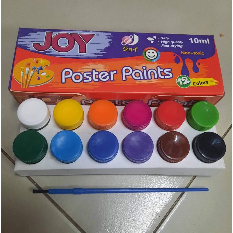 JOY Poster Paint w/ Brush (12 COLORS) | Shopee Philippines