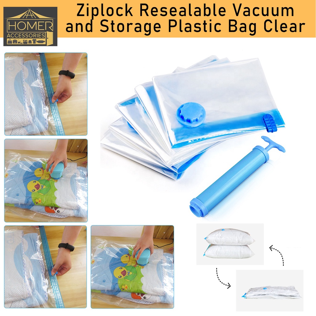 Homer Ziplock Resealable Vacuum and Storage Plastic Bag Clear | Shopee ...