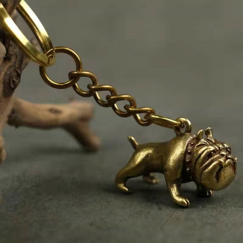 Pure Brass Cute Cartoon Dog Key Chain Pendants Vintage Metal Copper ...