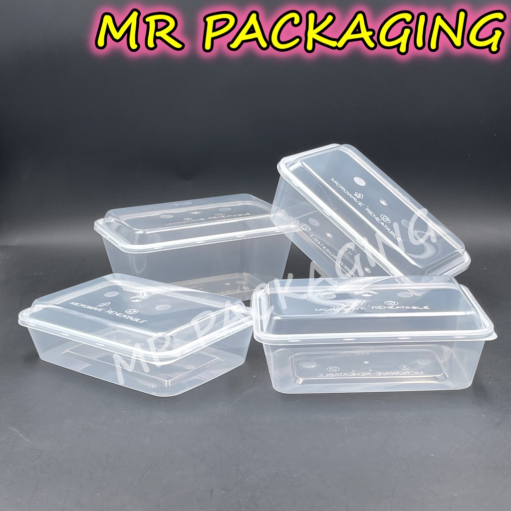 500 650 750 1000 ml Rectangular Container with Dome Lid [ 50sets ] Disposable Plastic Rectangle ...