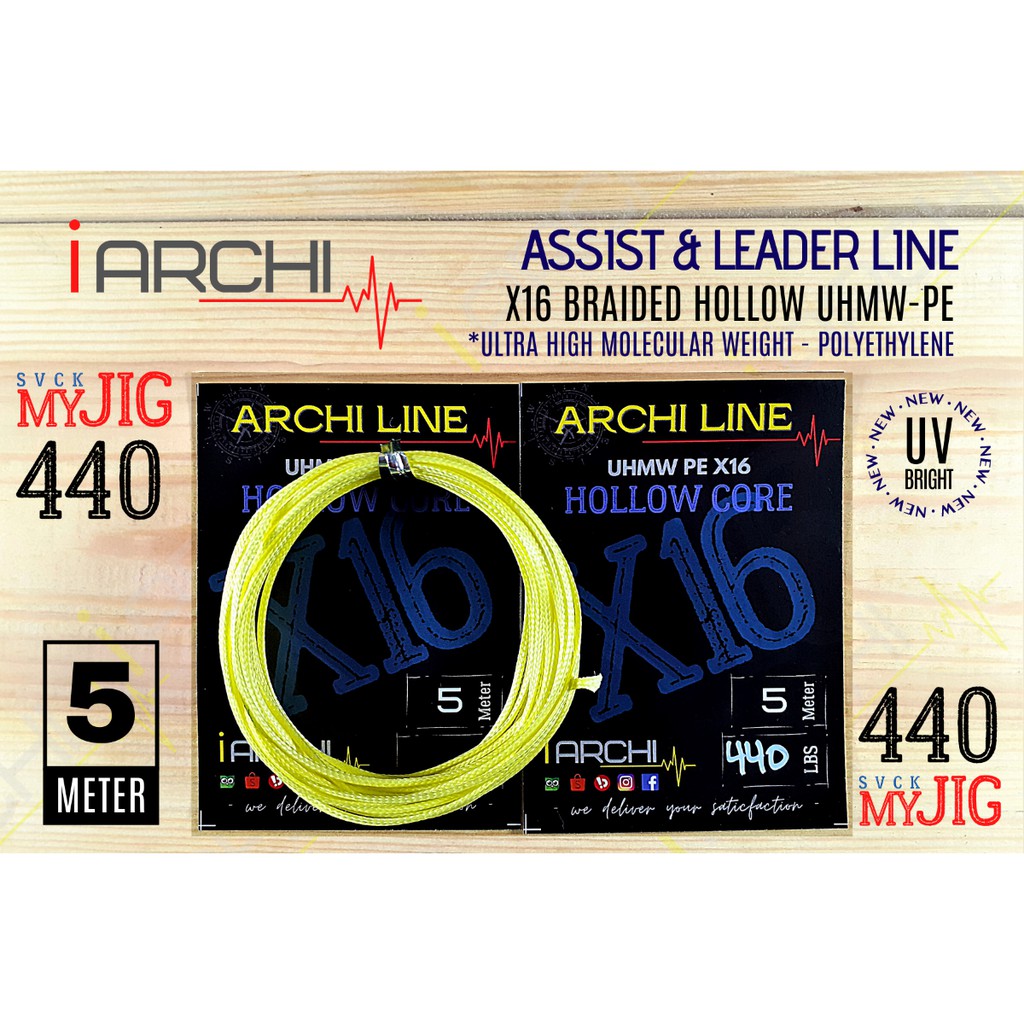 Wholesale 5 Assist Line 440lbs UHMW PE Hollow X16 Yellow Thread Strap ...