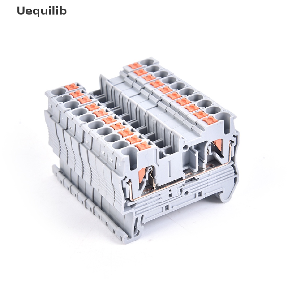 Uequilib 10pcs Din Rail Terminal Blocks Pt 2 5 Push In Spring Screwless
