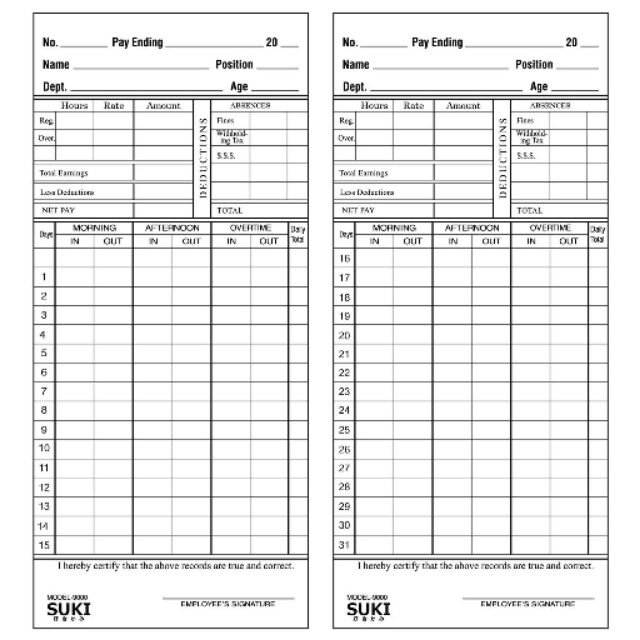 TIMECARD 100PCS Timecard | Shopee Philippines