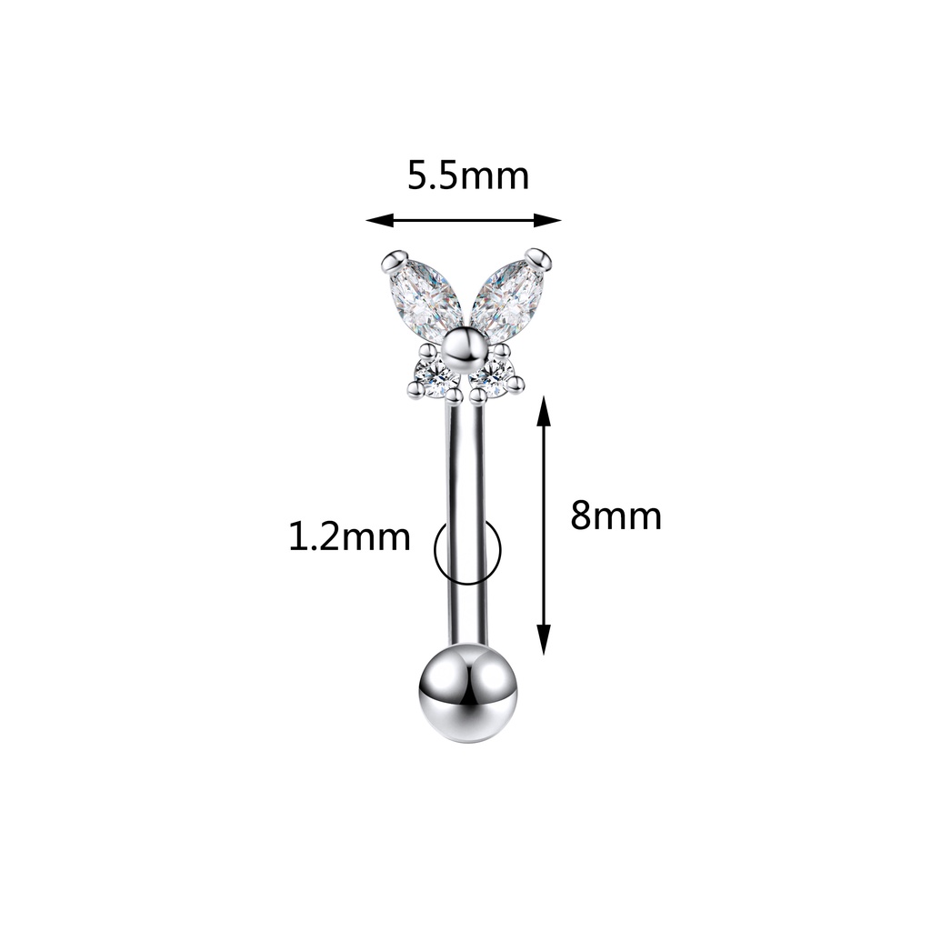 1 PC Flower Crystal Lip Eyebrow Piercing Black Alien Spider Cartilage ...