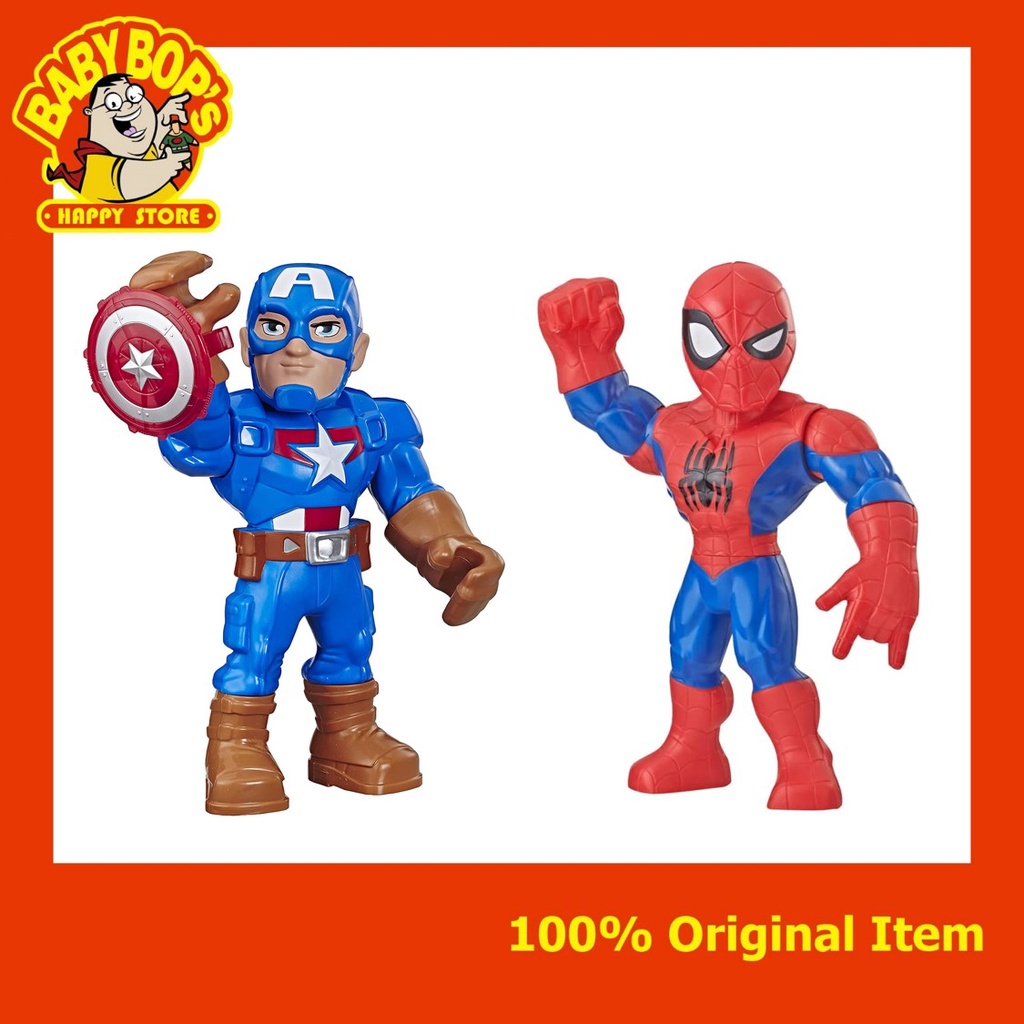 PLAYSKOOL HEROES MARVEL SHA Mega Mighties Spiderman/ Captain America ...