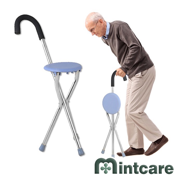 Stainless steel folding walking stick with seat portable lightweight ...