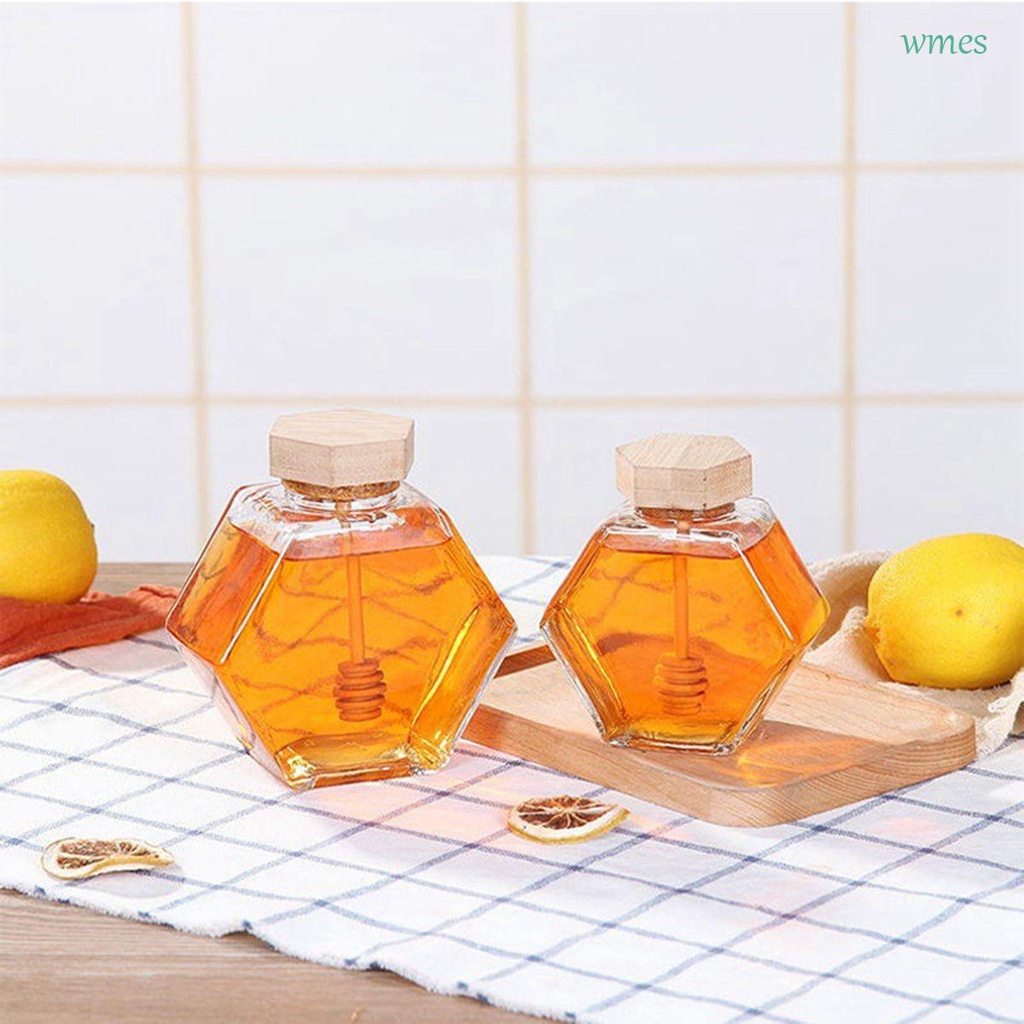 WMES1 Home Honey Pot Heat-Resistant Storage Container Honey Jar Cork ...