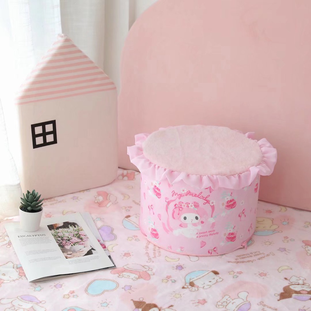 Kawaii Cute Sanrio Stool Kuromi Cinnamoroll Melody Round Low Stool Shoe ...