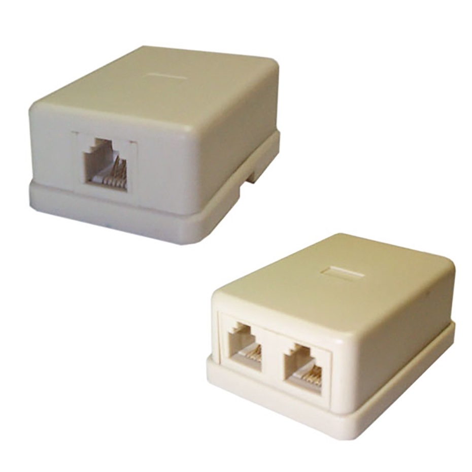 Single / Dual Port 6P4C RJ11 Telephone Modular Outlet Box- 4 Conductors ...