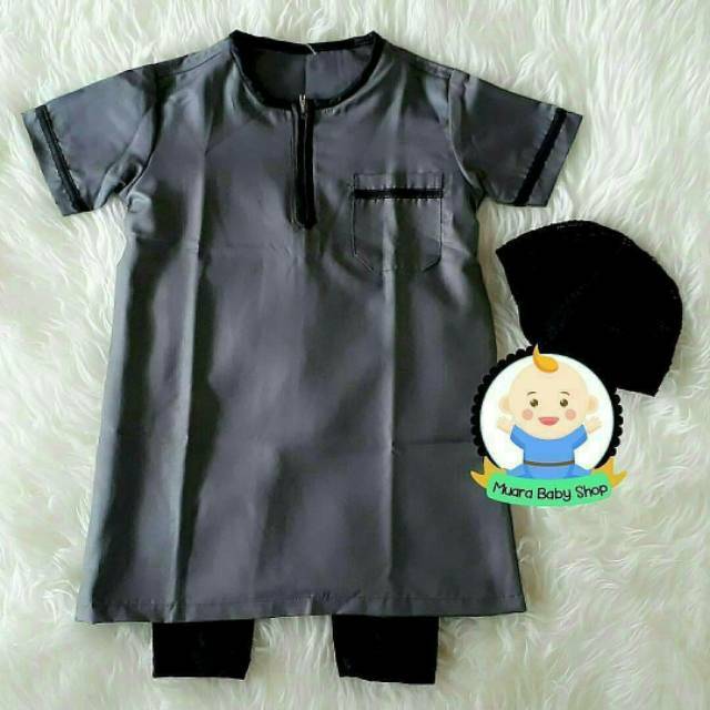 HITAM Turkish Koko Gamis Dark Gray Black Stripe | Shopee Philippines