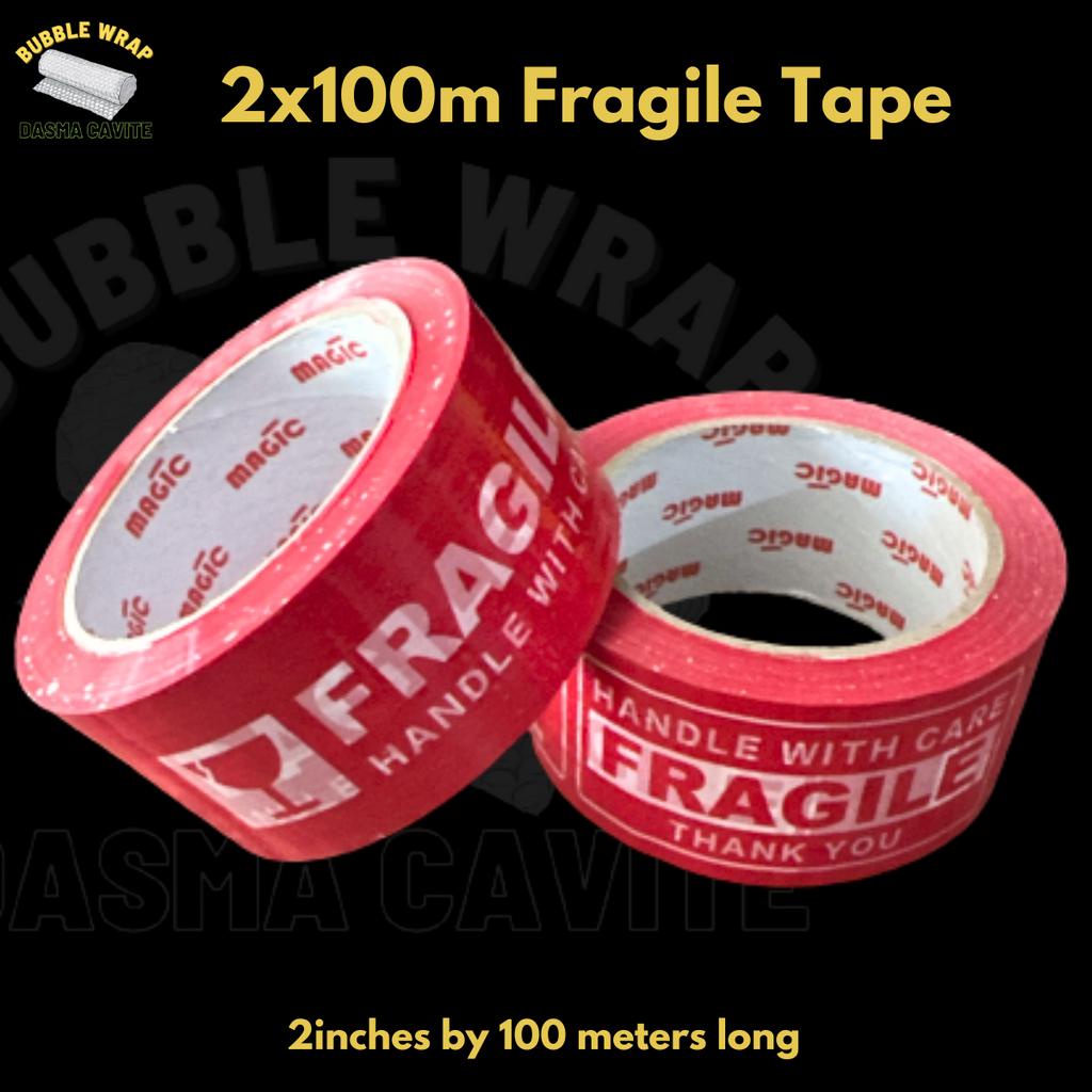 Magic Fragile Tape Red 2x100 meters High Quality Warning Label Fragile ...